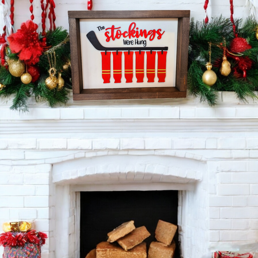 The Stockings Were Hung shadow box sign - Triple Dog Dare You Designs